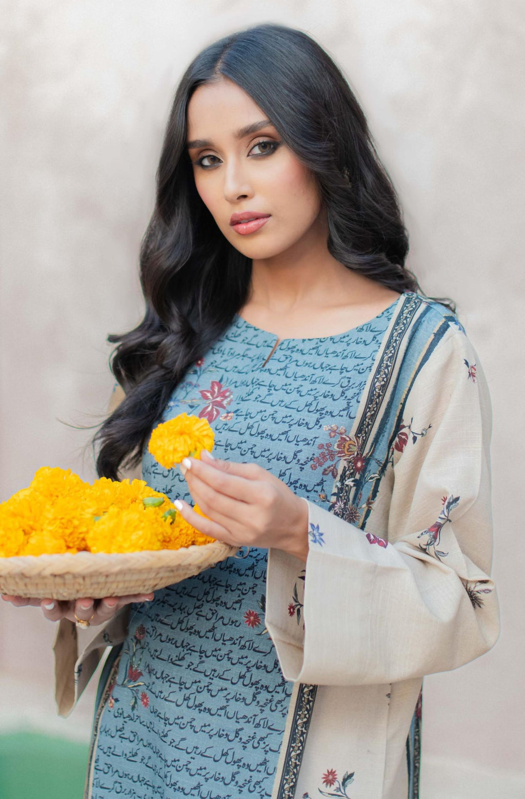 Phool Kurta - Blue & Beige – Manto