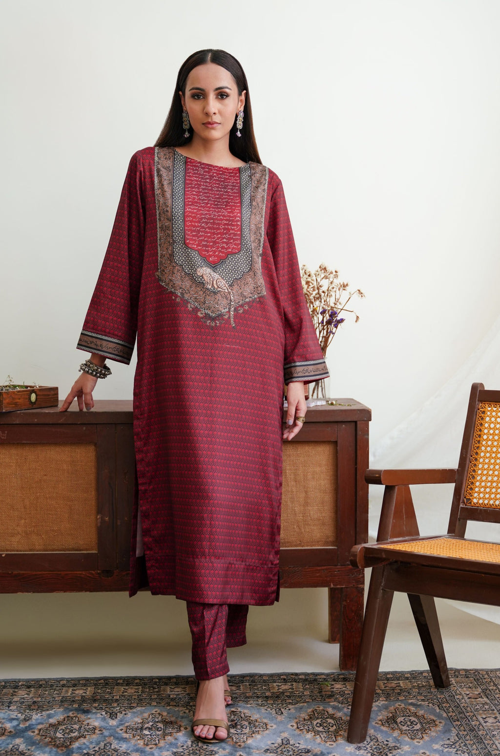 Esra - Maroon Co-Ord Set | Manto