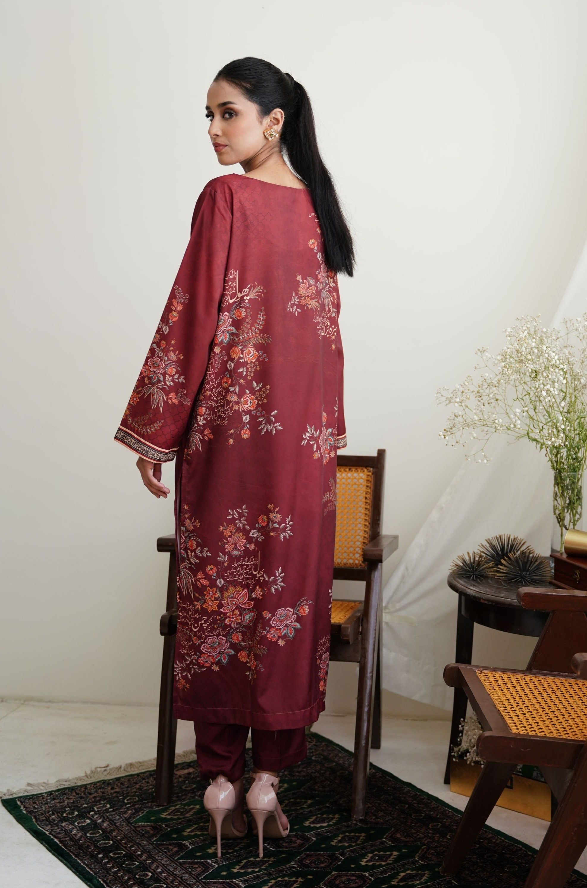 Chaman Co-ord Set - Deep Maroon – Manto