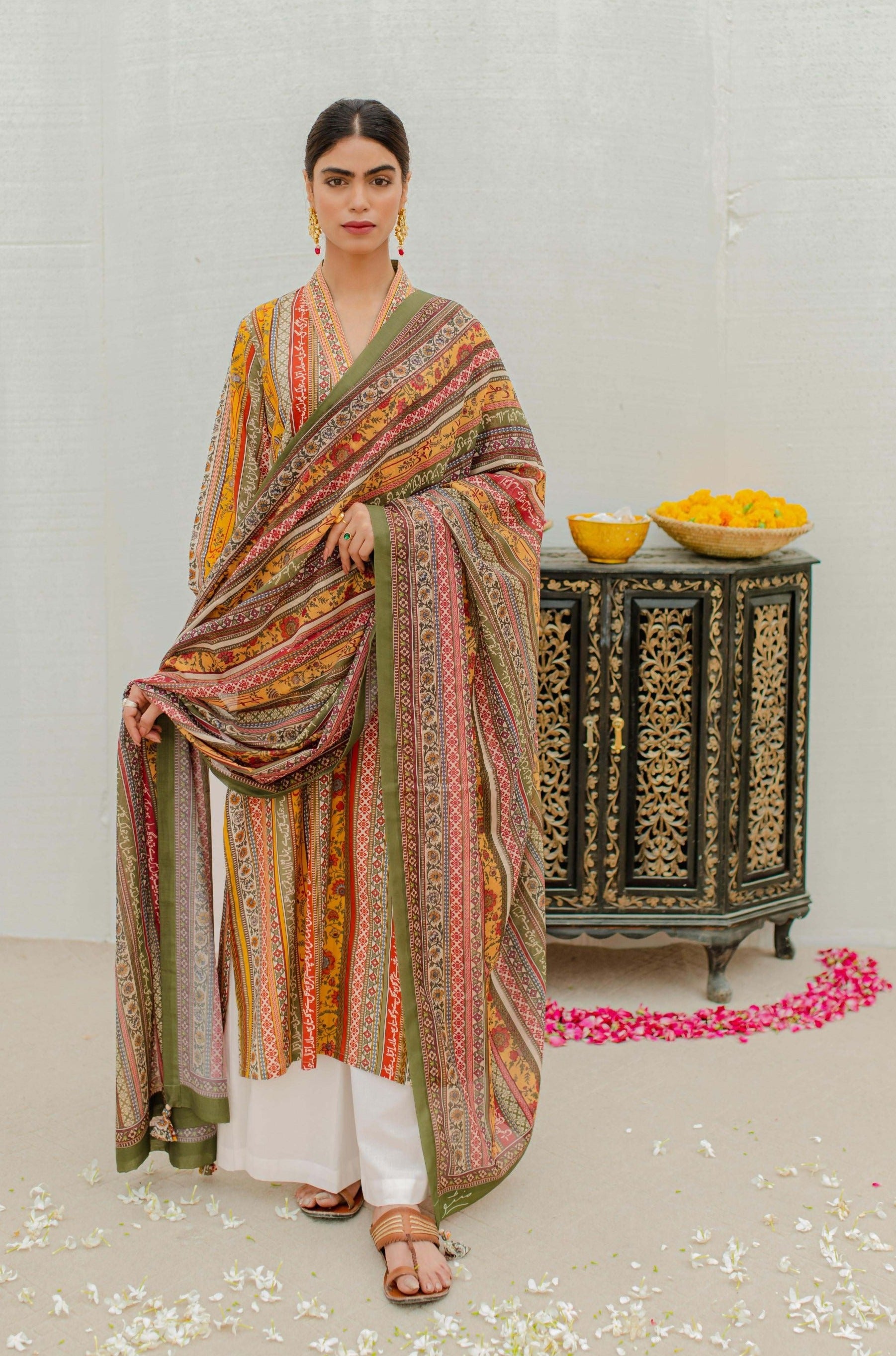 Gulistan Stripes Dupatta - Mustard – Manto